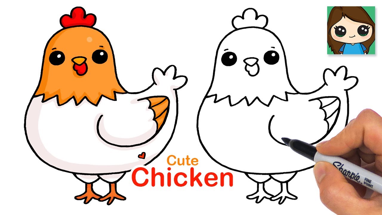 How To Draw A Cute Chicken Very Easy Draw Cute Things Chick Drawing 5