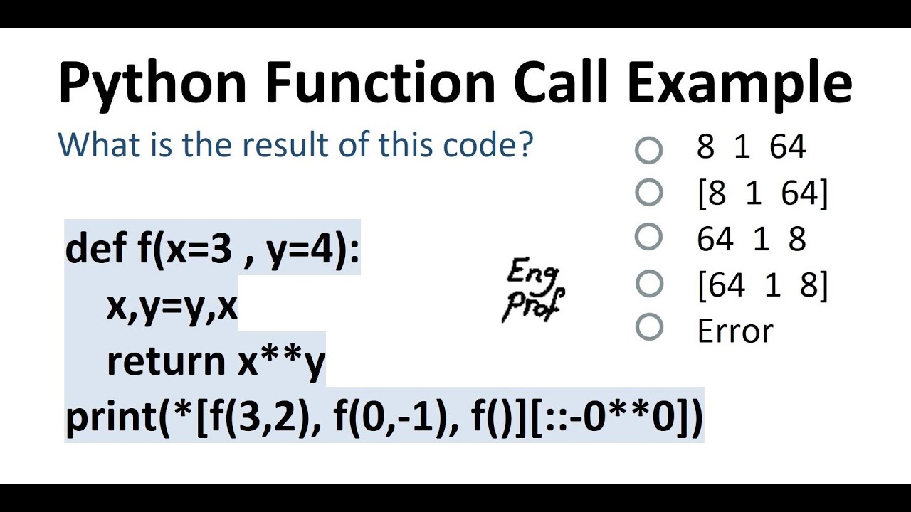 Python Function Call And Print Example Youtube