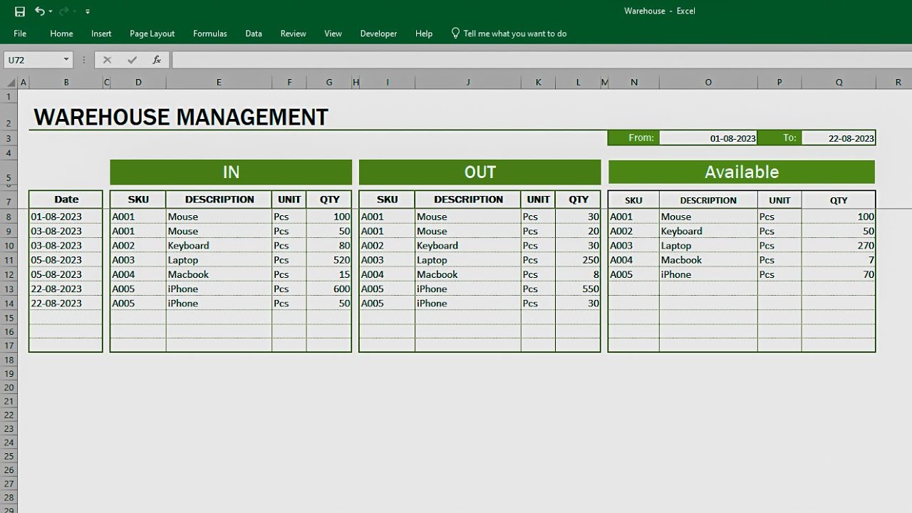 Excel How To Create A Simple Warehouse Management