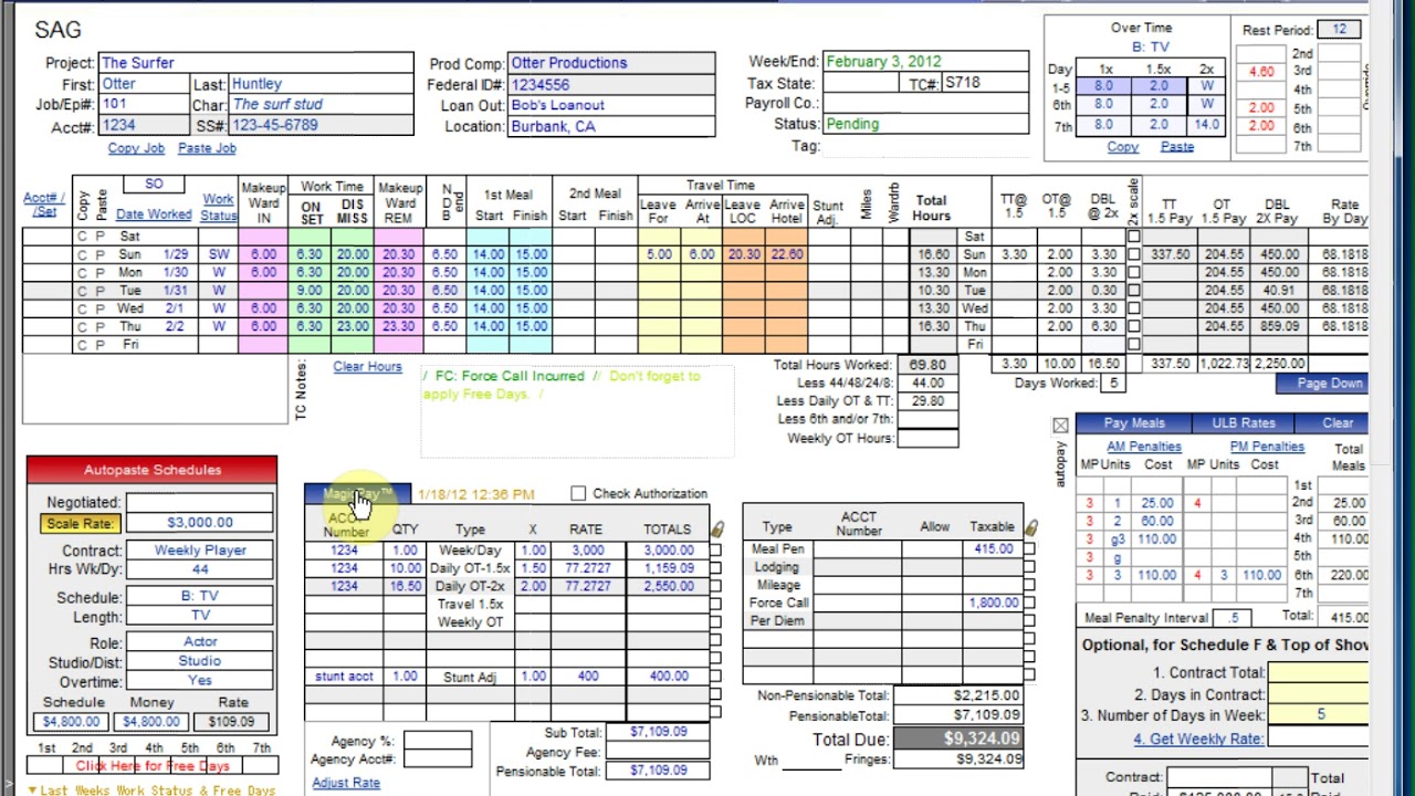 Showbiz Timecards Sag Aftra Travel Time Youtube