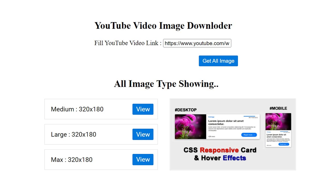 Download Any Youtube Video Thumbnail Using Html Css And Javascript