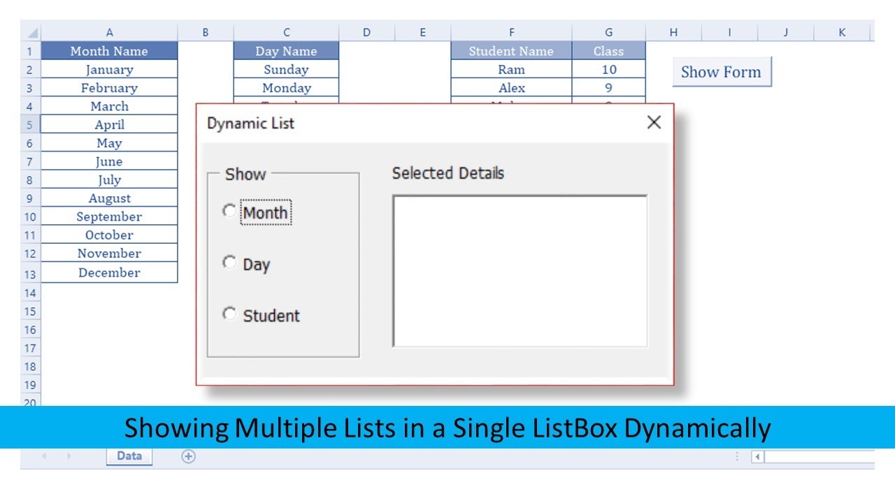 Showing Multiple Lists In A Single Listbox Dynamically Vba Tutorial