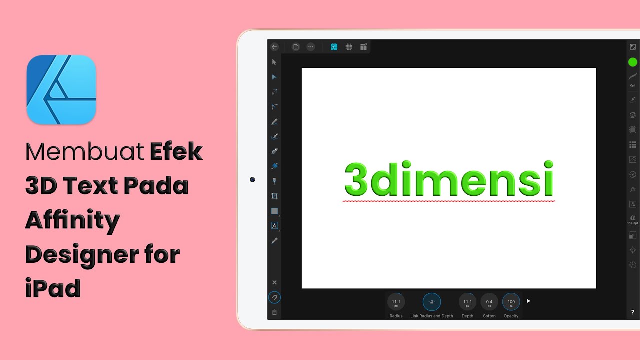 Tutorial Atau Cara Membuat Efek 3d Text Pada Affinity Designer For Ipad
