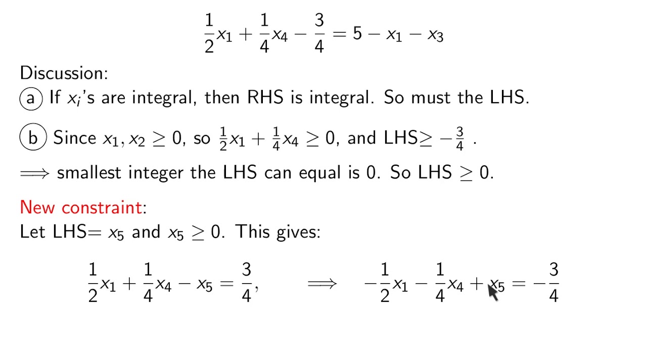 V6 02 Linear Programming Gomory S Cutting Plane Algorithm P1 Youtube