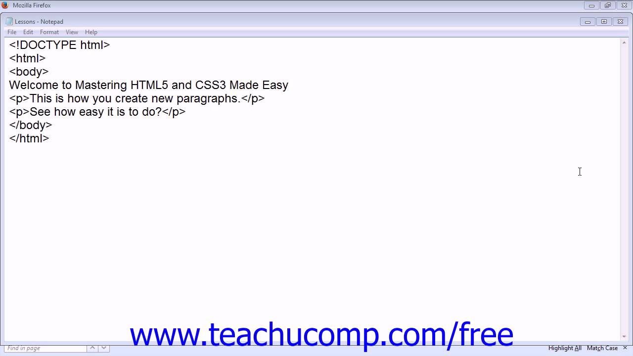 Html5 And Css3 Tutorial Adding A New Paragraph Training Lesson 4 1