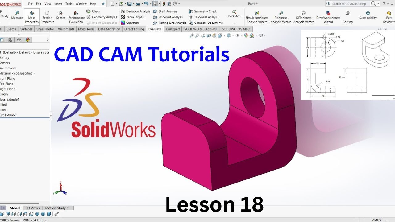 Solidworks Education Lesson 18 Cad Cam Tutorials Youtube