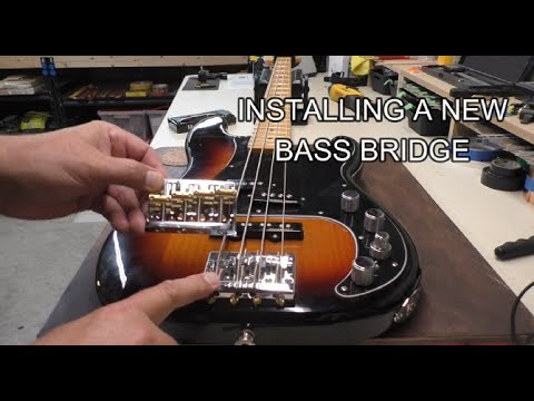 Installing A New Bass Bridge With Brass Saddles Youtube