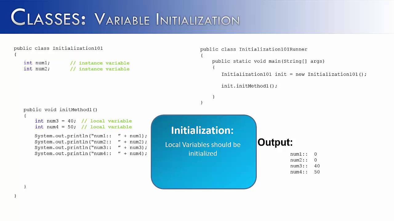 Classes Part 11 Variable Initialization Java Youtube