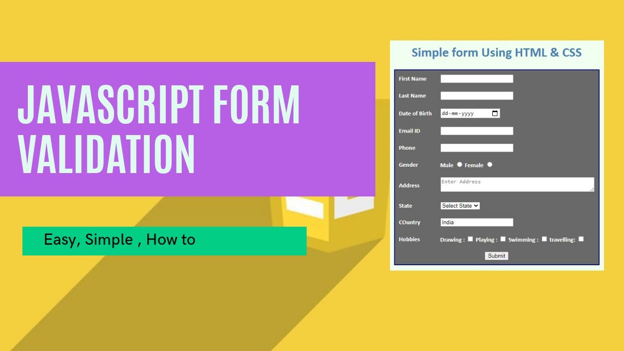 Javascript Registration Form Validation Tutorial Youtube