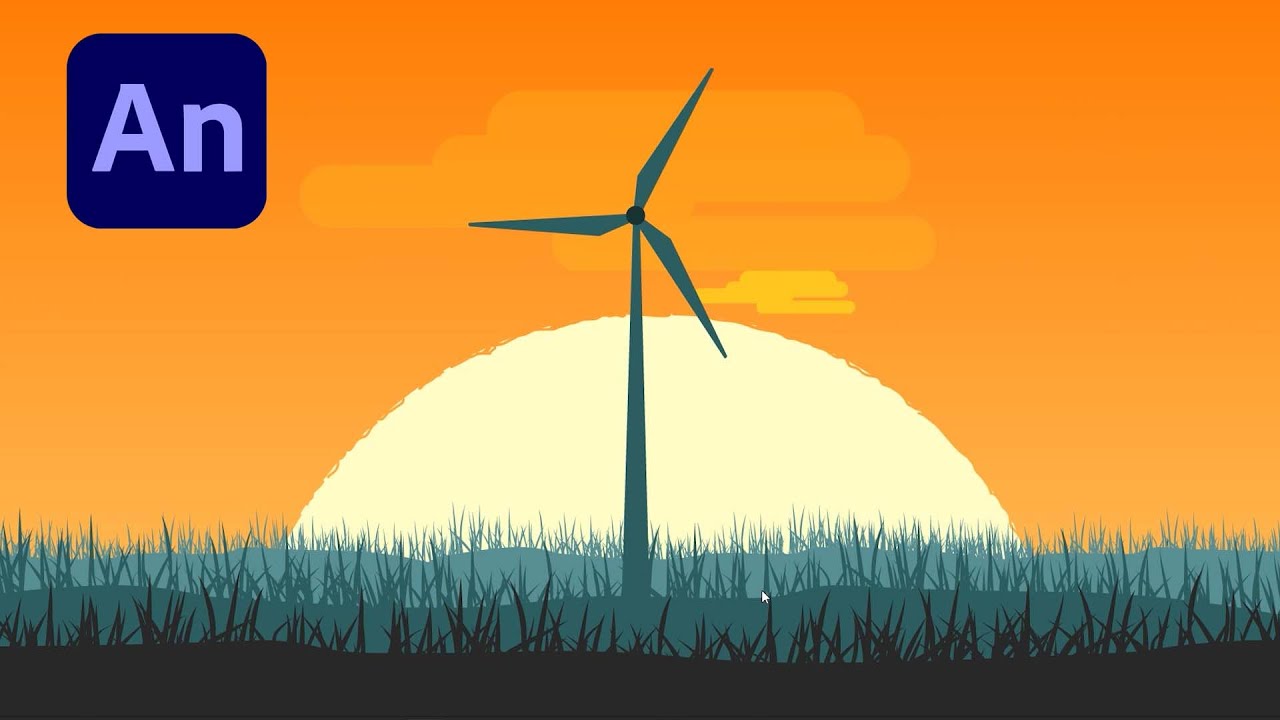 Adobe Animate 35 Drawing And Animating A Windmill In Sunset Youtube