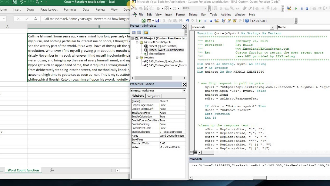 Vba Build A Custom Function Tutorials 2 Examples Are Provided Youtube