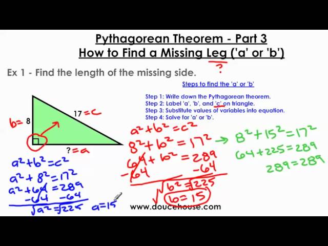 Pythagorean Theorem Find Leg B