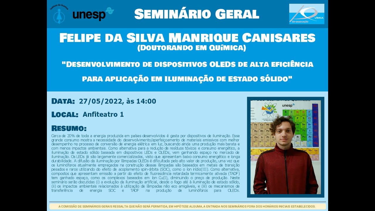 Seminários Gerais Do Ppg Quím Felipe Da Silva Manrique Canizares