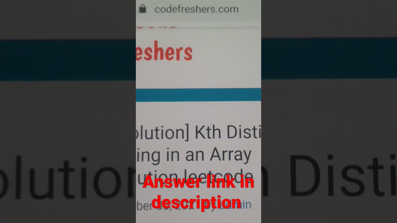 Solution Kth Distinct String In An Array Solution Leetcode Youtube