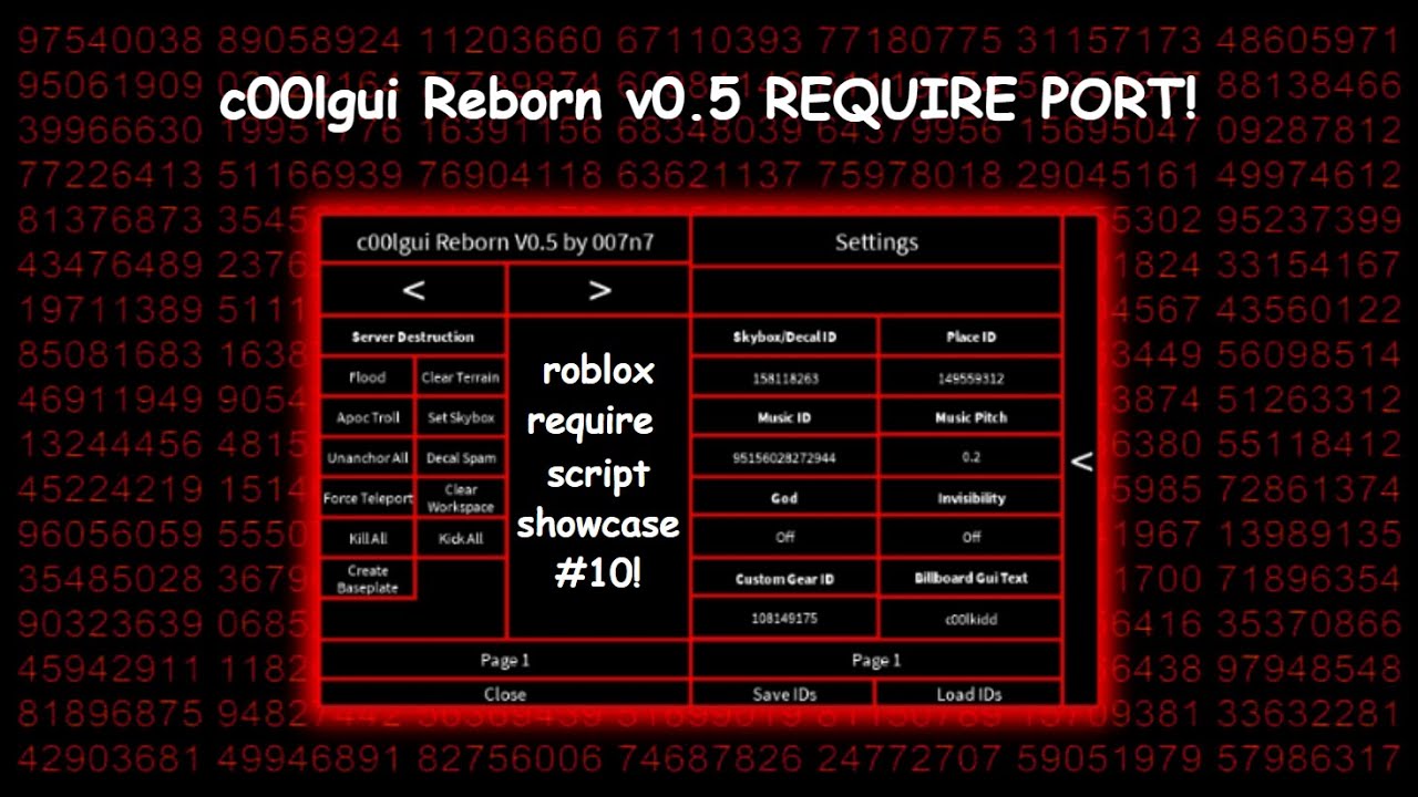 Roblox Require Script Showcase 10 C00lgui Reborn V0 5 Youtube