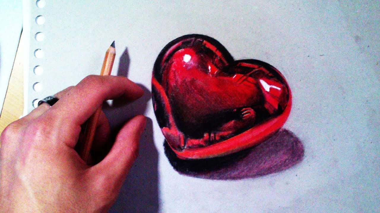 How To Draw 3d Heart Picture