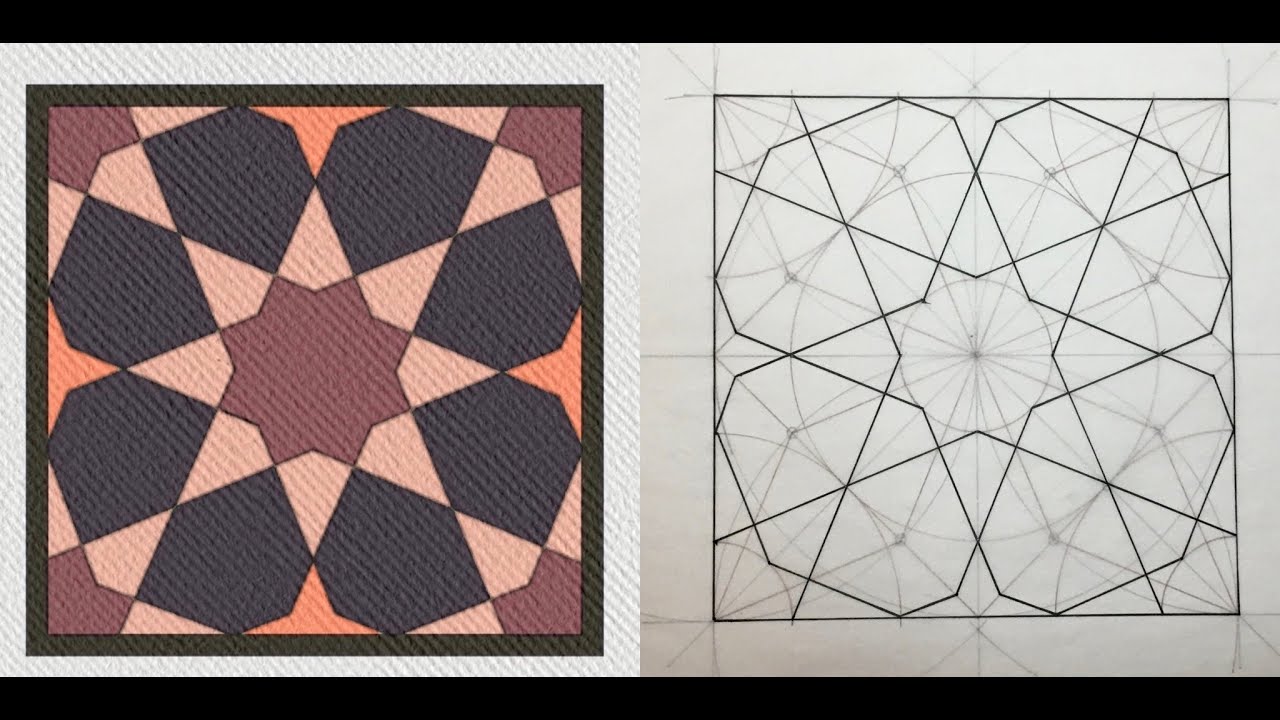 Easy Fourfold Eightfold Geometry Pattern With Ruler And Compass Pattern