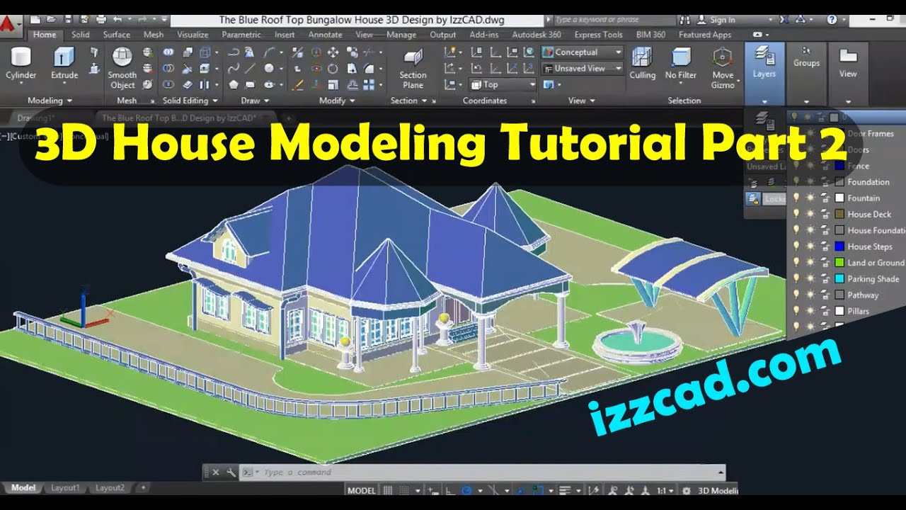 Autocad 3d House Modeling Tutorial Beginner Basic Coolest Steps