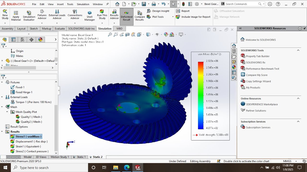 Gears Analysis Using Solidworks Simulation Tuanmechanical Youtube