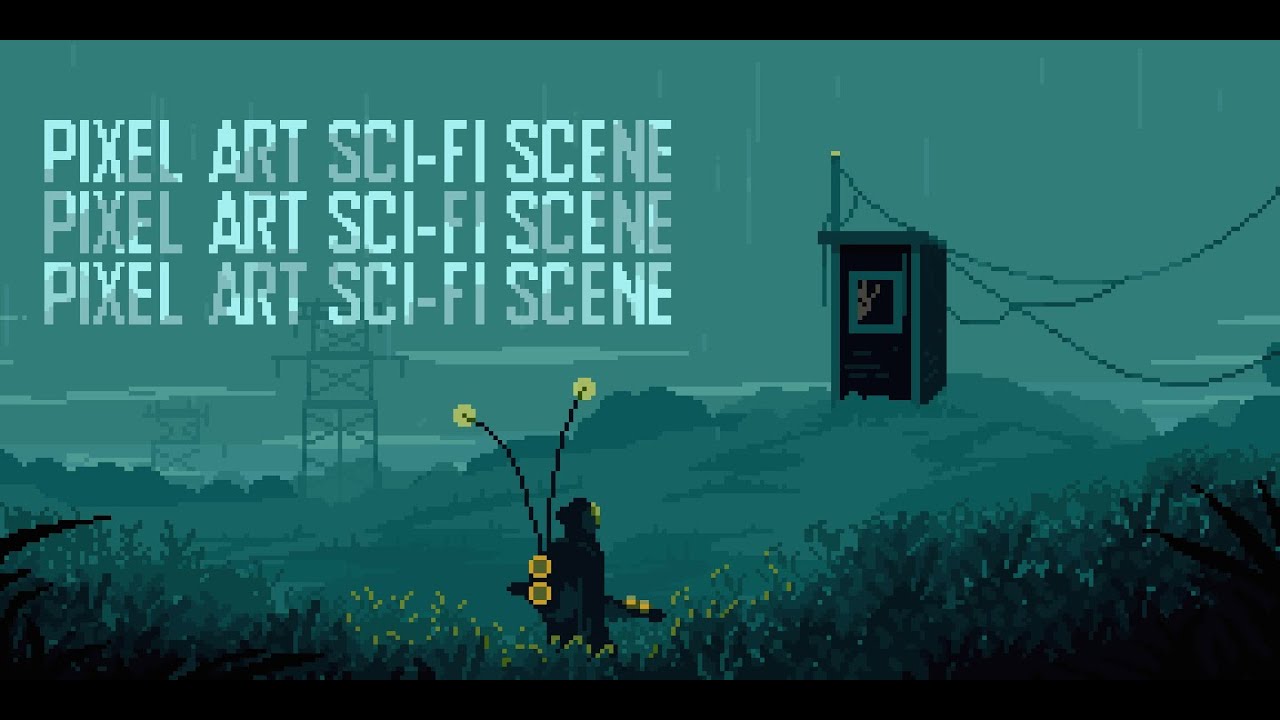 Pixel Art Timelapse 14 Animated Sci Fi Rain Scene Youtube