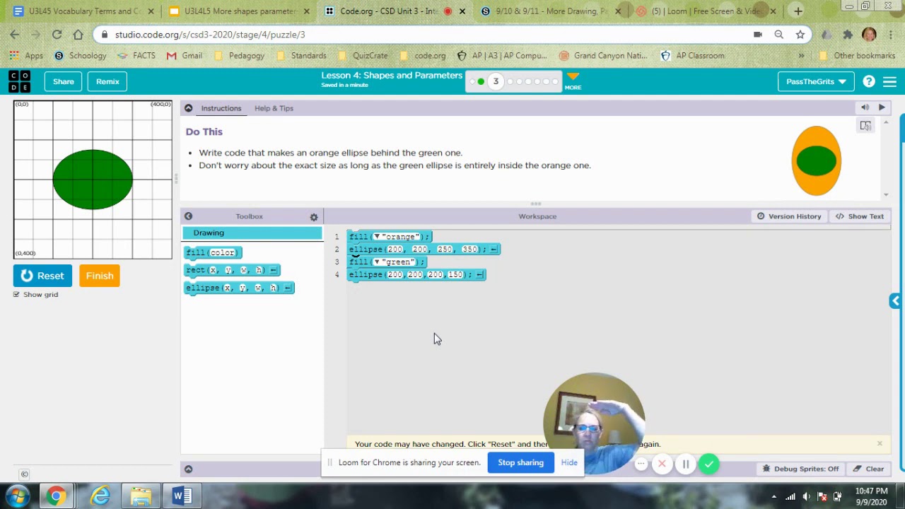 Code Org Csd Unit 3 Lesson 4 More Shapes And Parameters Youtube