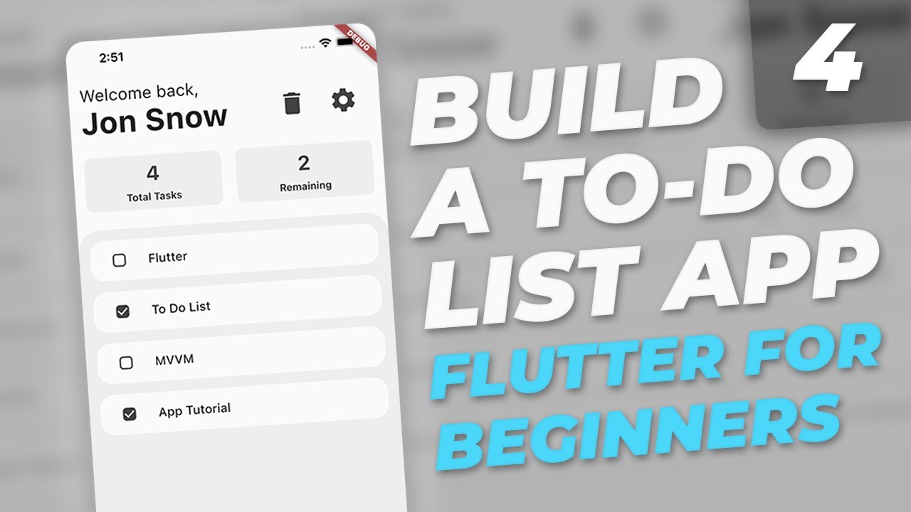 Build A Todo List App Flutter Tutorial For Beginners Part 4 Youtube