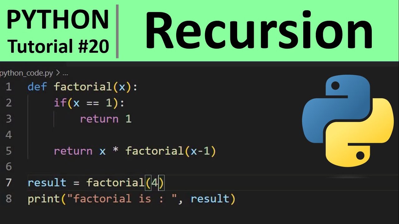 Python Tutorial 20 Recursion Function In Python Programming Youtube