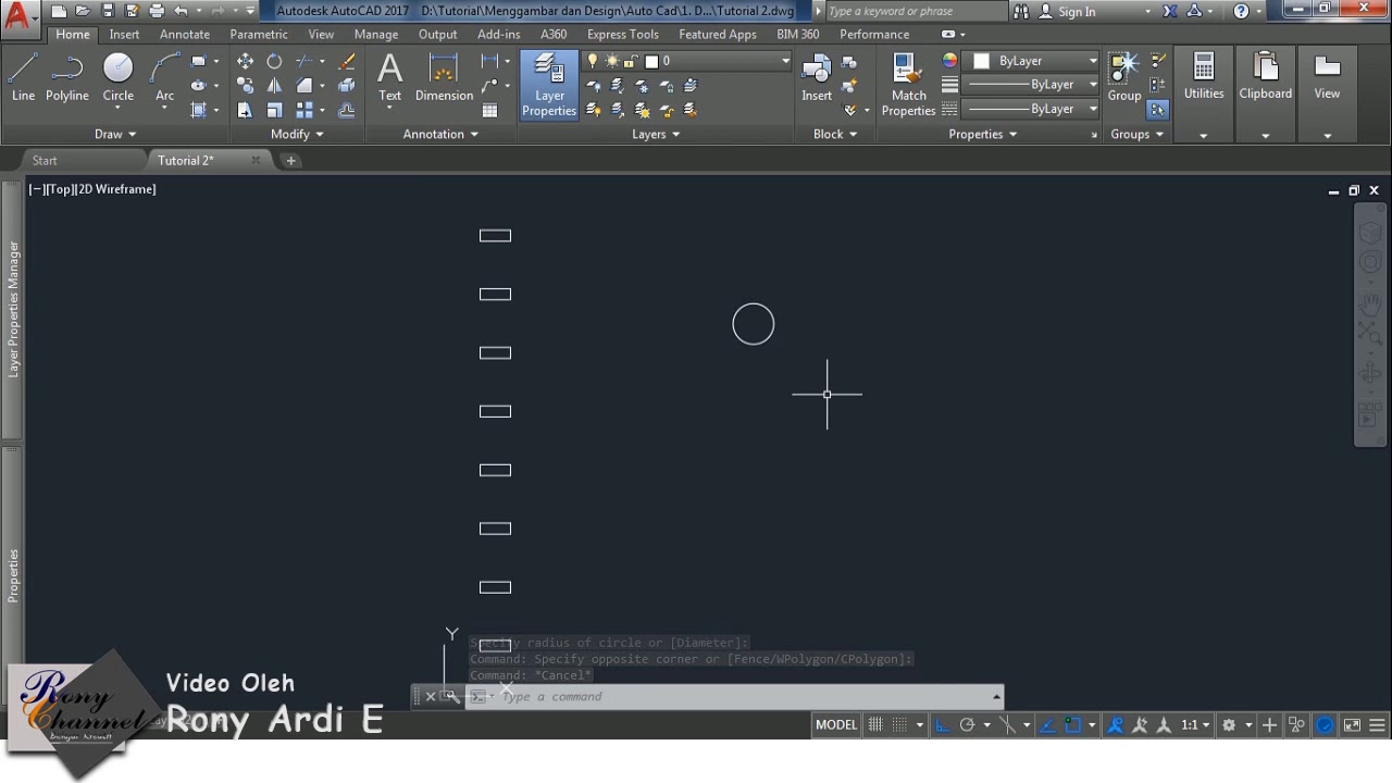 Tutorial Autocad Dasar 2 6 Array Dan Explode Youtube