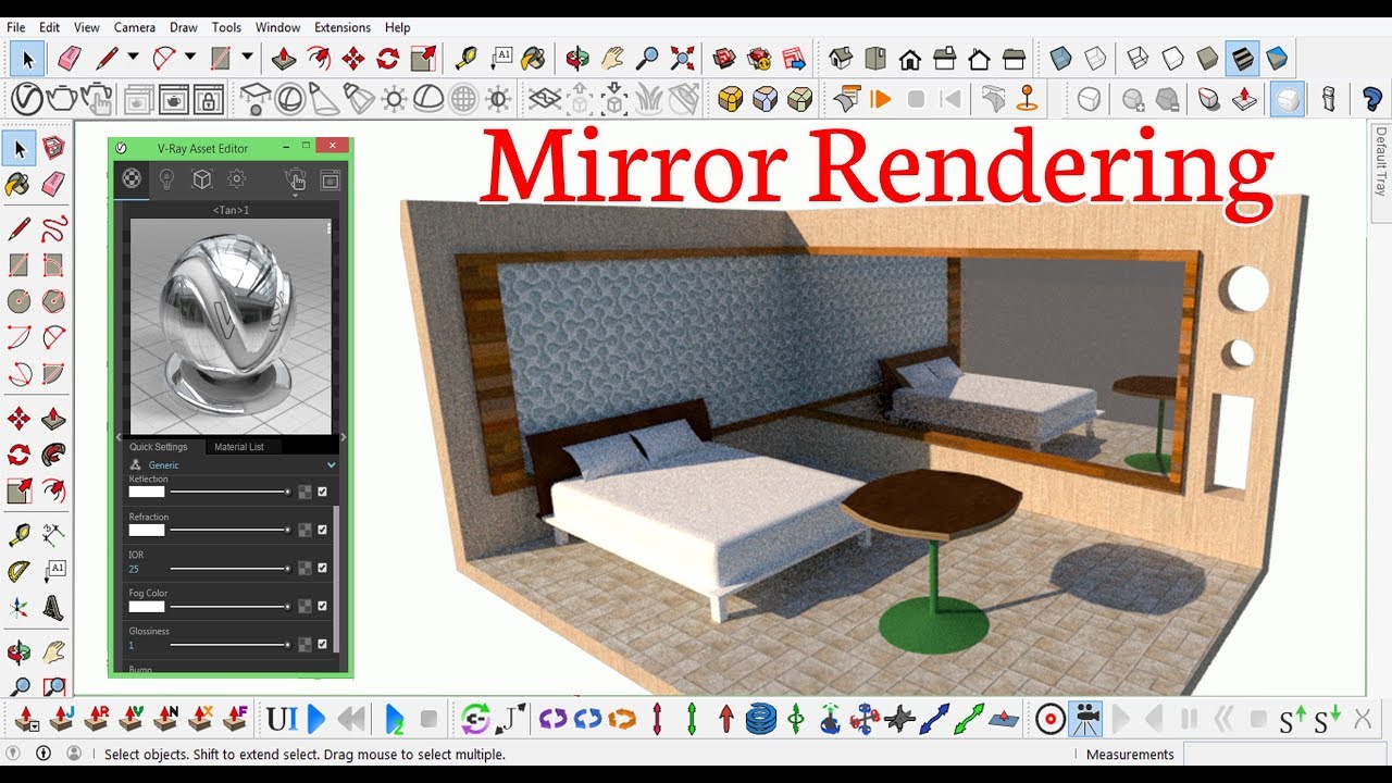 Sketchup Mirror Rendering Tutorial Youtube