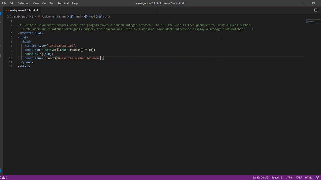 Math Random Integer Prompt Javascript Youtube