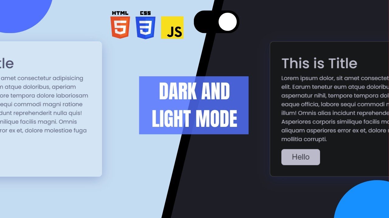Create A Dark And Light Theme For Your Website With Only Html Css And