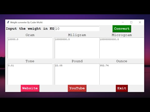 Weight Converter Project Using Python With Gui By Coder Mohit