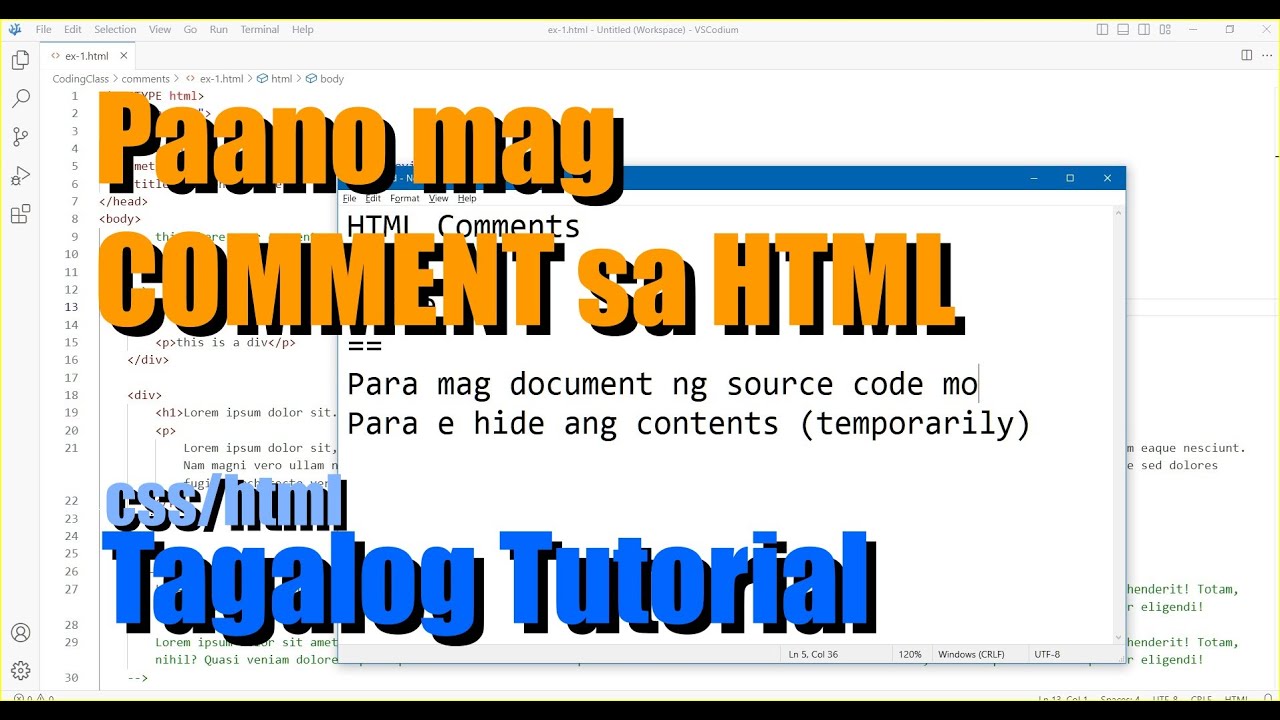Paano Mag Comment Sa Html Css Html Tutorial Tagalog Youtube