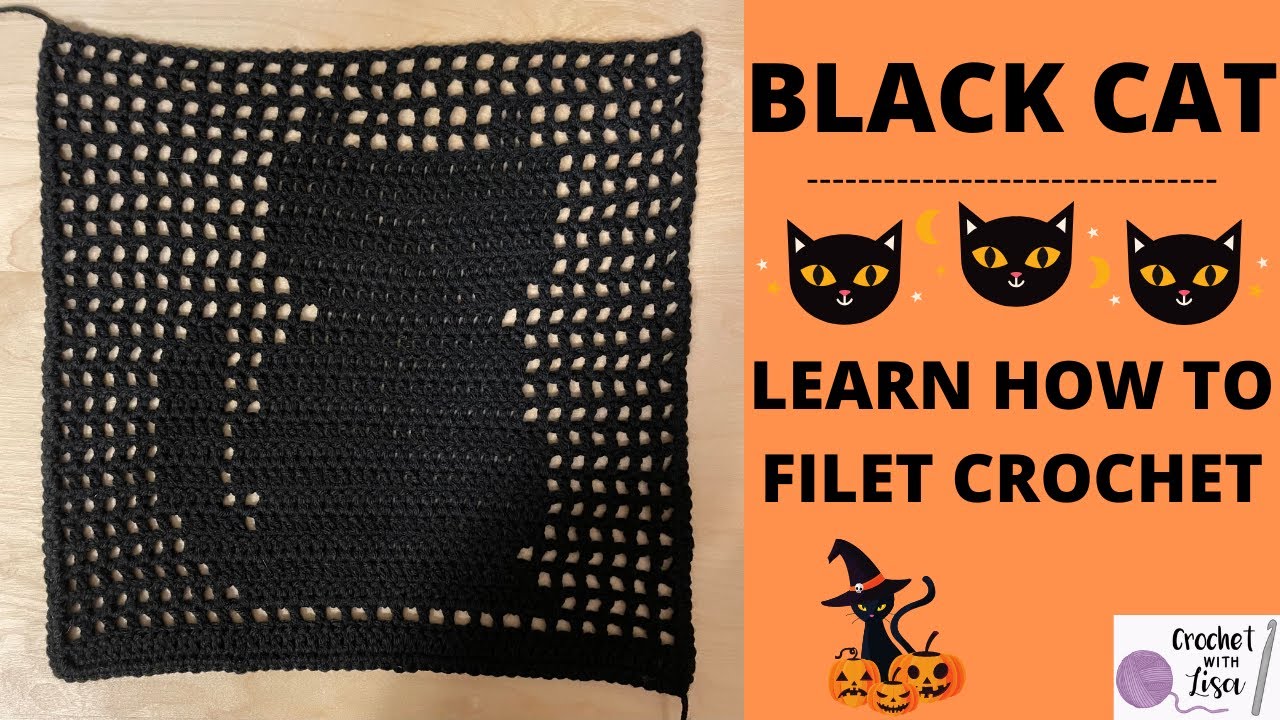 Crochet Black Cat Filet Crochet Free Video Pattern Tutorial Youtube