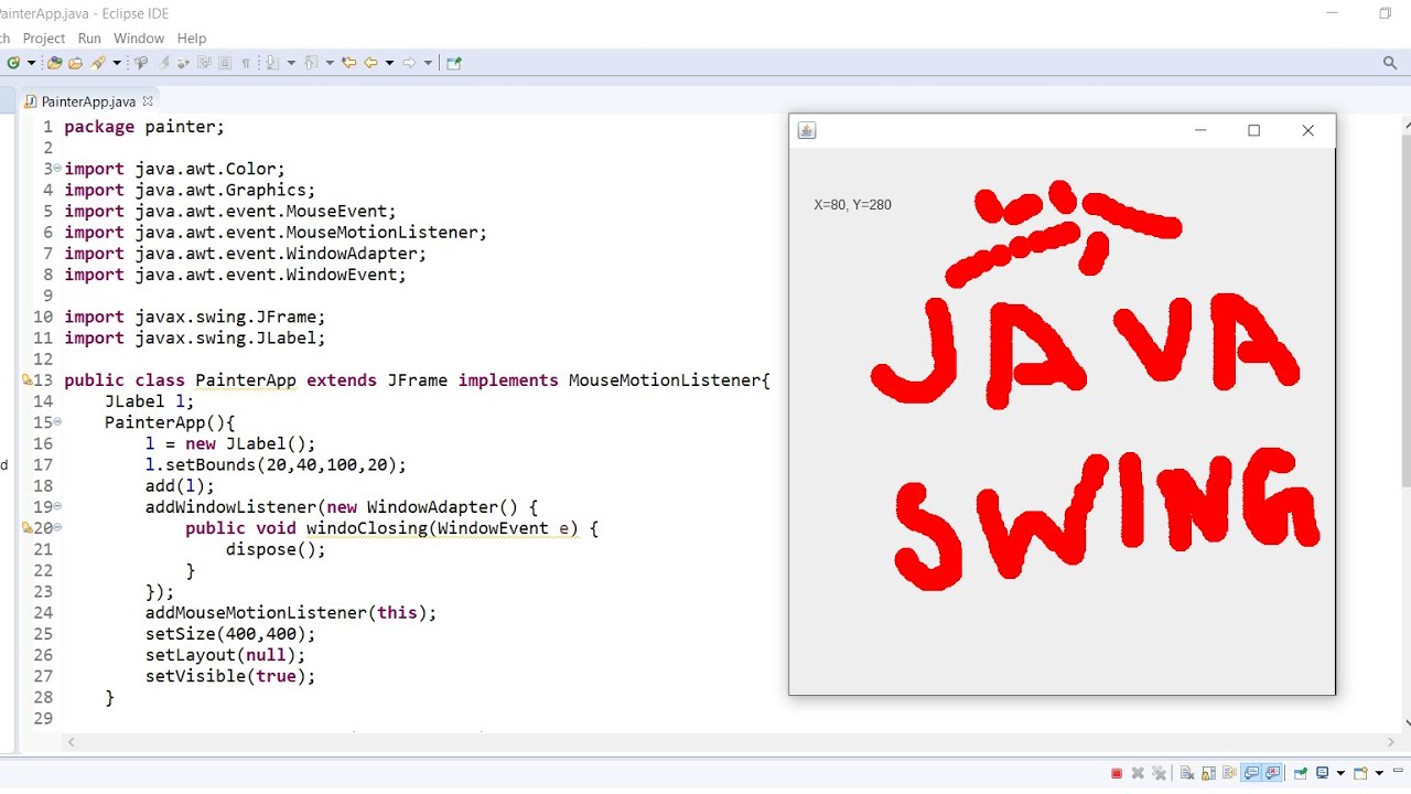 Simple Painter App In Java Using Swing Swingapplication Youtube