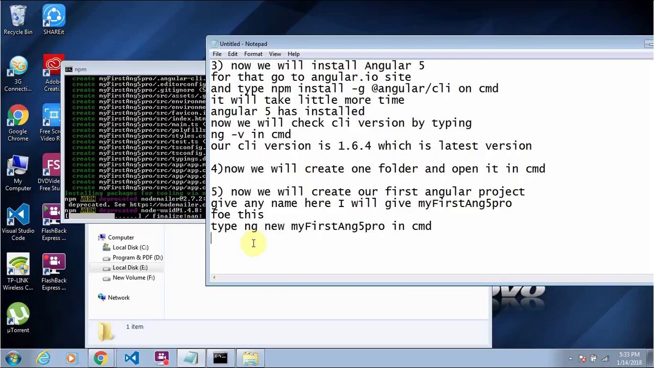 How To Install Nodejs Npm Angular 5 On Windows Youtube
