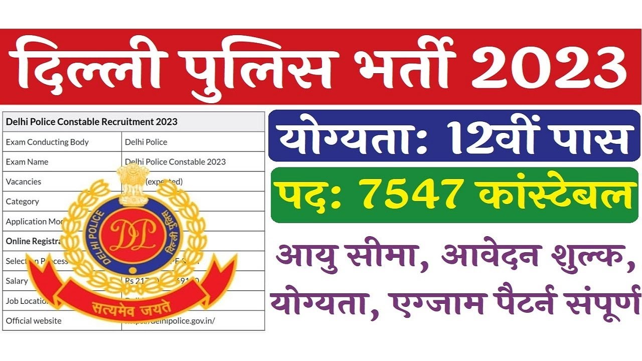 Delhi Police Constable Vacancy 2023 Exam Date Syllabus Dp