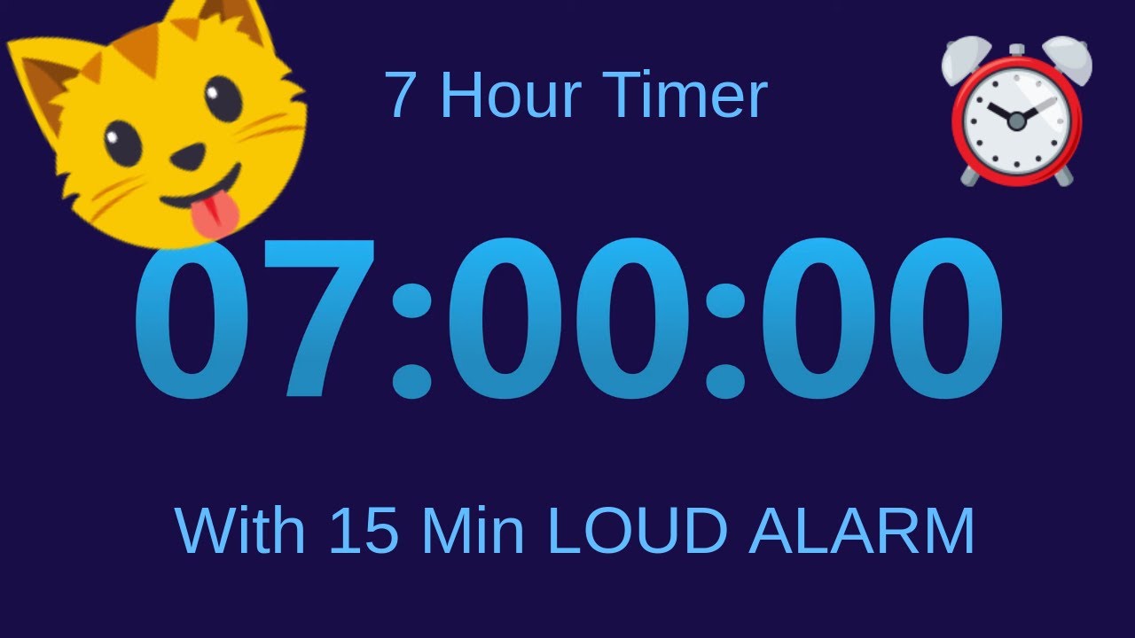 7 Hour Timer 馃樅 Countdown With 15 Min Loud Alarm 鈴扁彵 Youtube
