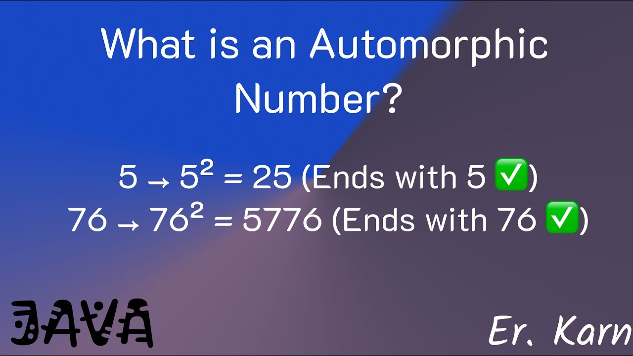 Automorphic Number Youtube