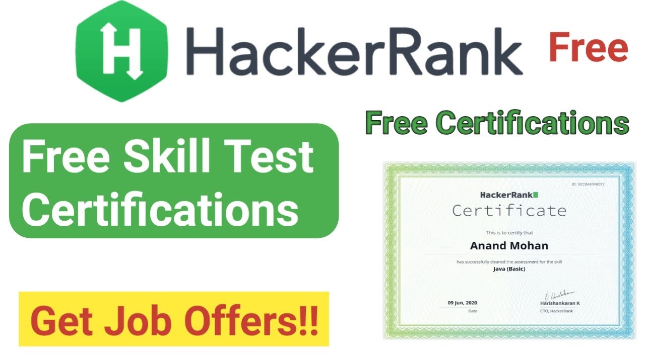Hackerrank Free Online Certifications With Job Offer Hackerrank