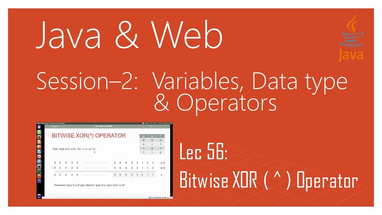 Bitwise Operators In Java Part 4 Bitwise Xor Operator Youtube