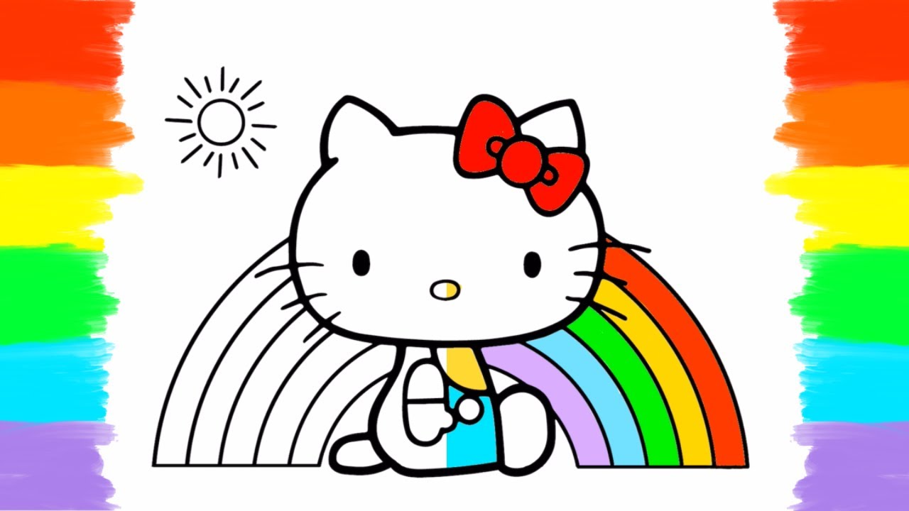 How To Draw And Color Hello Kitty And Rainbowдёё Coloring Page рџћёрџњ Youtube