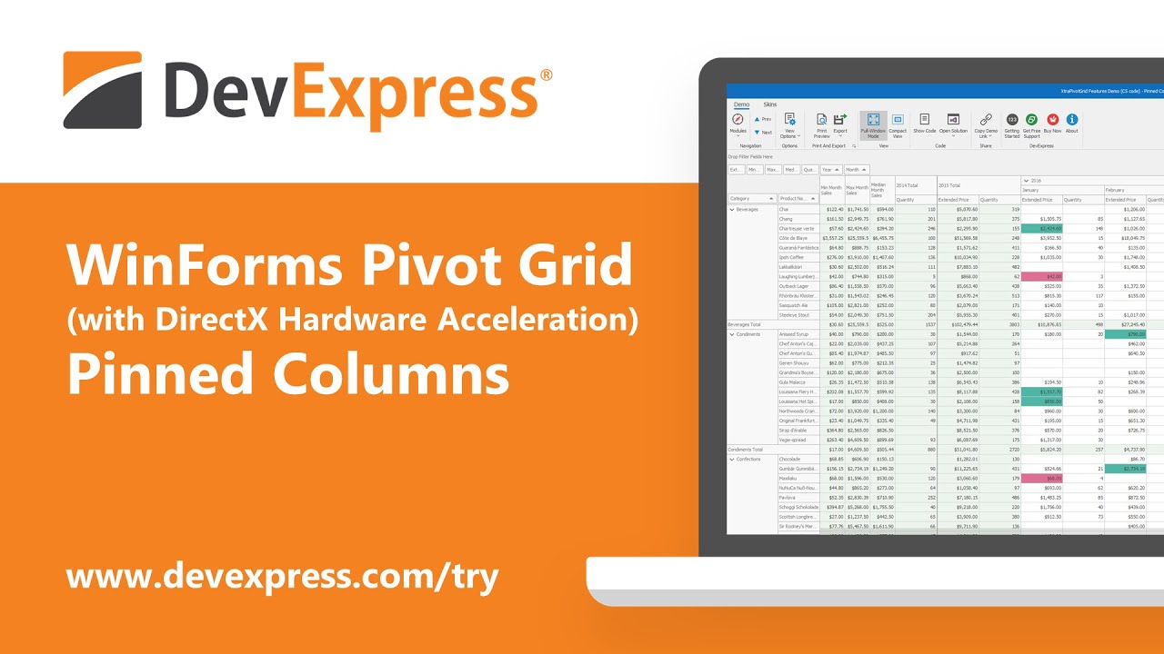 Winforms Pivot Grid Pinned Columns Youtube