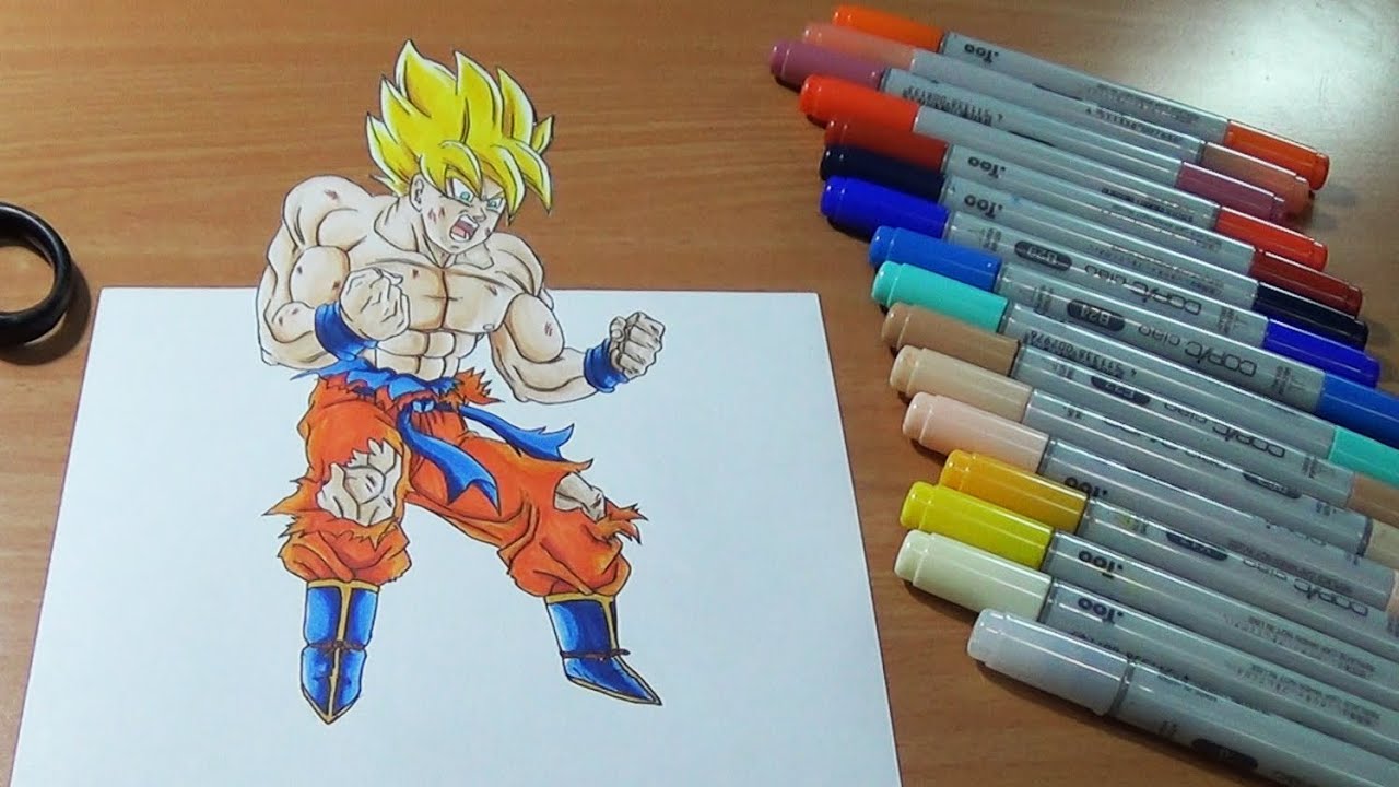 Drawing Goku Super Saiyan In 3d Youtube