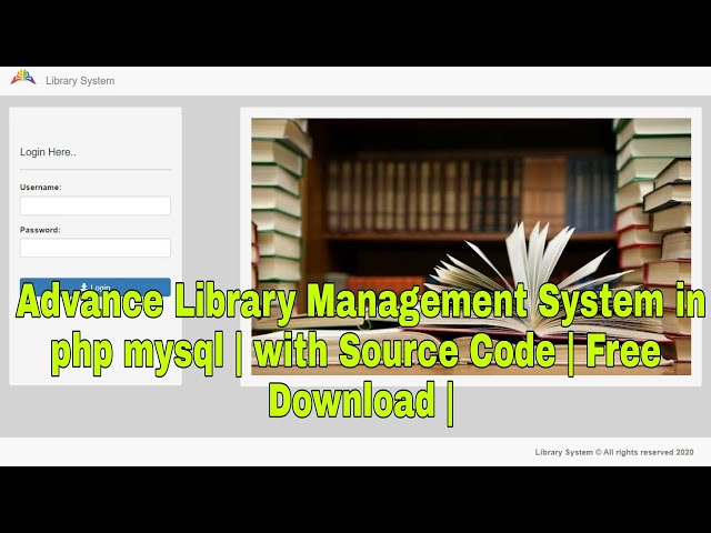 Advance Library Management System In Php Mysql With Source Online
