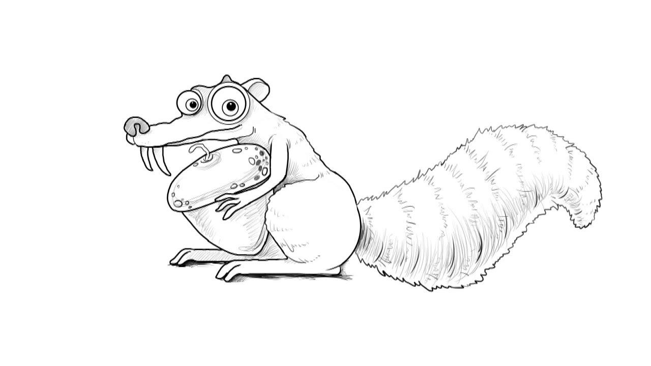 How To Draw Scrat From Ice Age Youtube