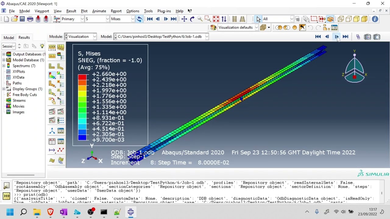 Python For Abaqus 1 4 Post Processing Ss I Beams Youtube