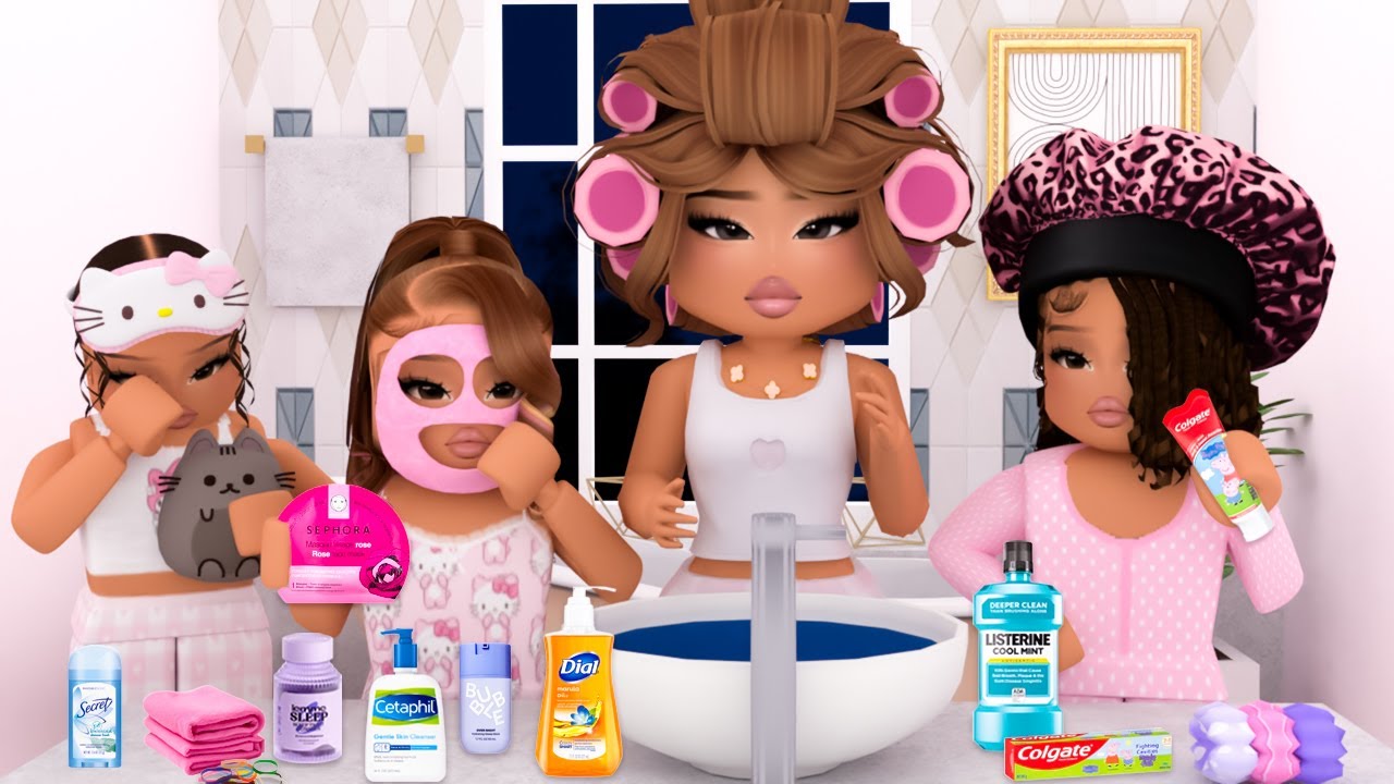 Big Family Night Routine Bloxburg Family Roleplay Youtube