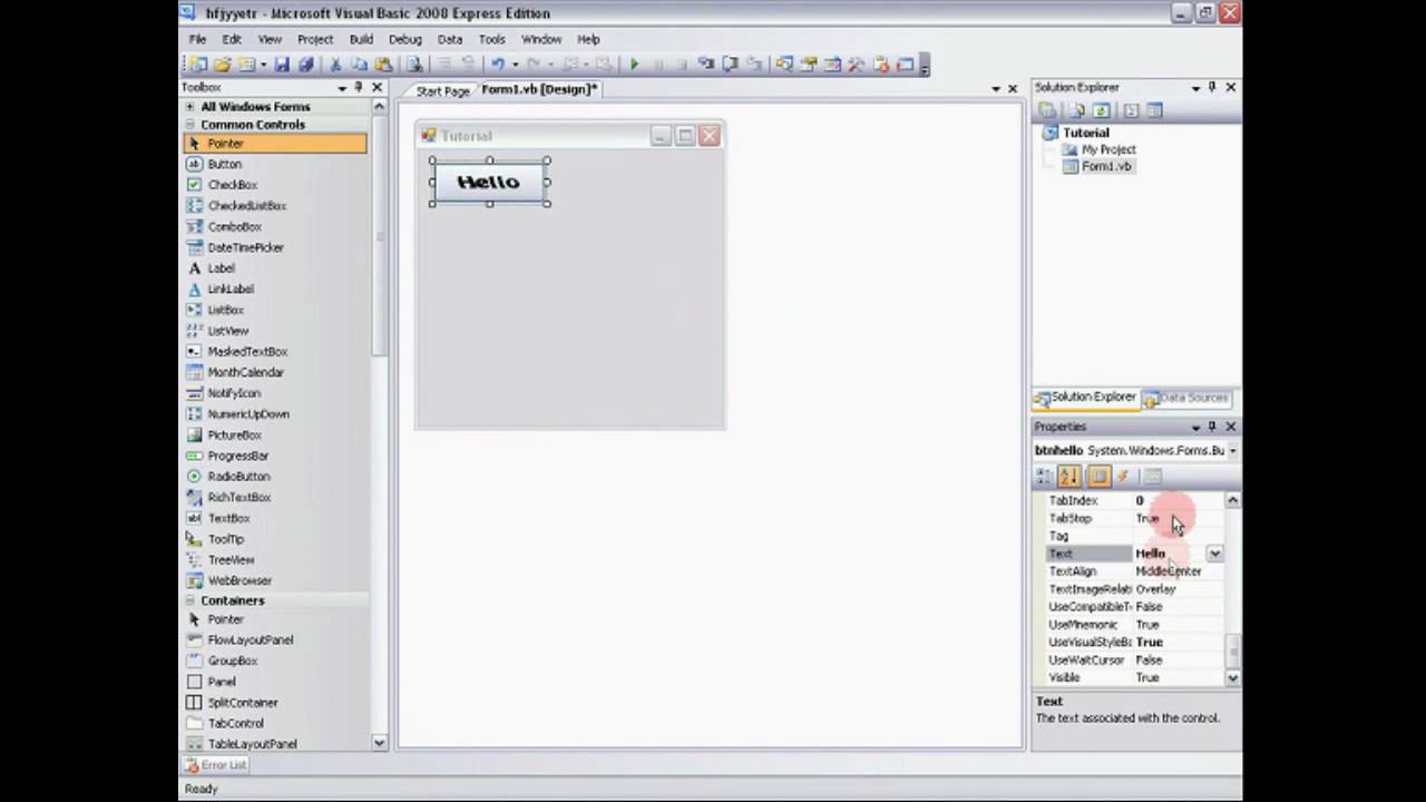 Microsoft Visual Basic Tutorial Part 1 Introduction Youtube