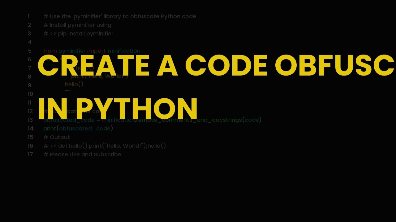 Create A Code Obfuscator In Python Youtube